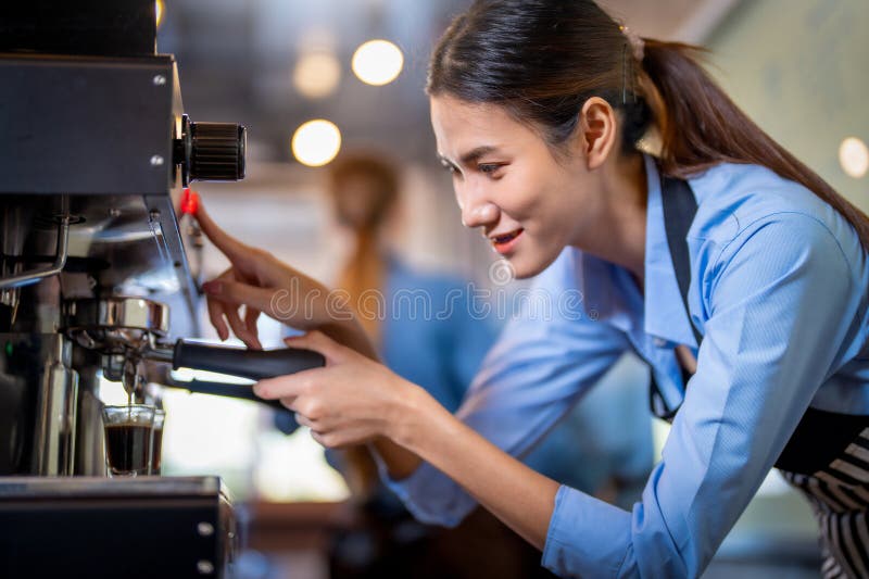 Professional Barista S Hand Making Coffee in Coffee Shop Stock Photo ...