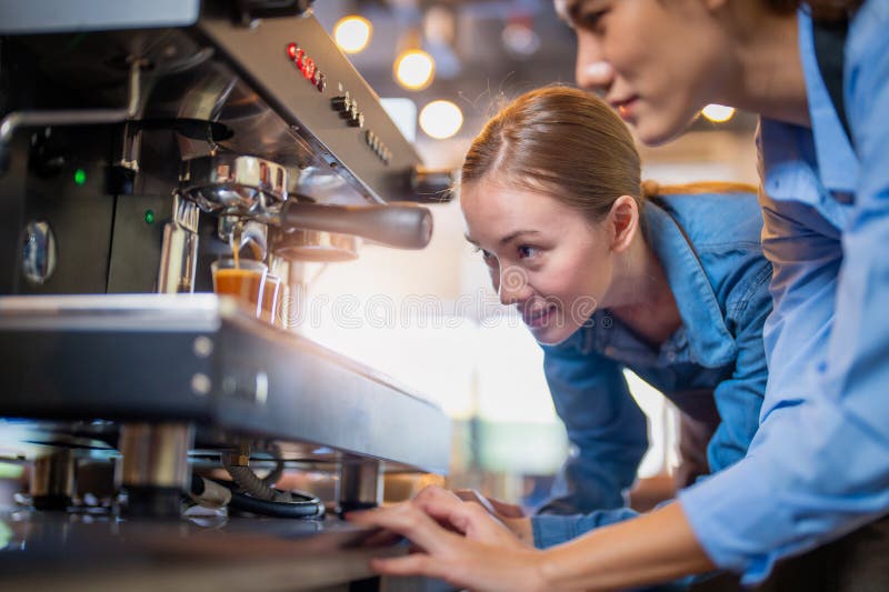 Professional Barista S Hand Making Coffee in Coffee Shop Stock Image ...