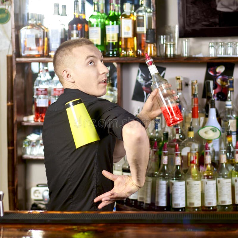 Professional Barmen Making Cocktail Stock Image - Image of experience ...