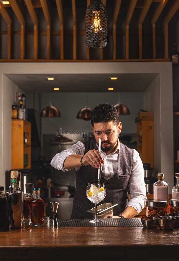 Professional Bartender at Work Stock Photo - Image of counter, making ...