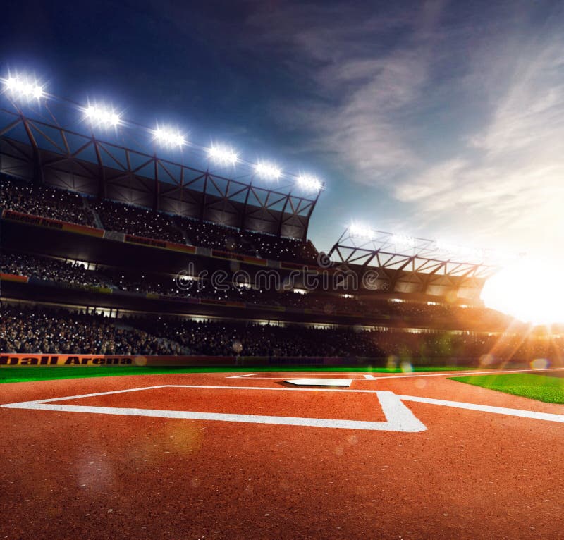 Professional Baseball Grand Arena in Sunlight Stock Image - Image of ...