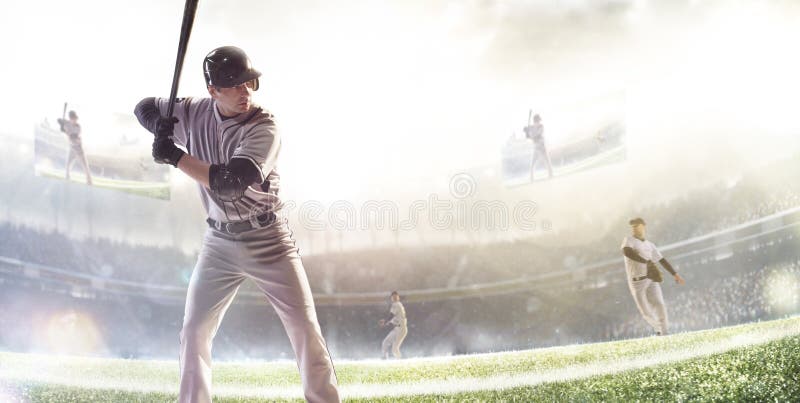 Professional Baseball Player in Action on Grand Arena Stock Photo ...