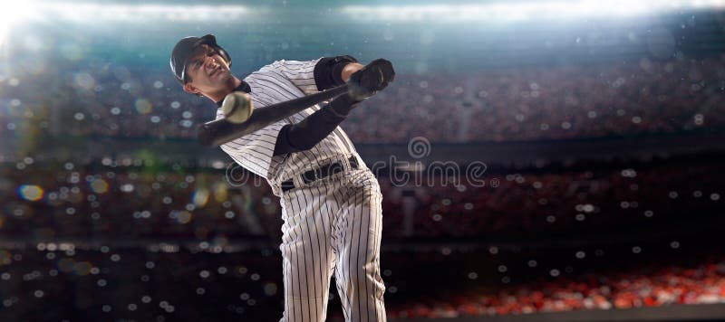 Professional Baseball Player in Action Stock Photo - Image of american ...