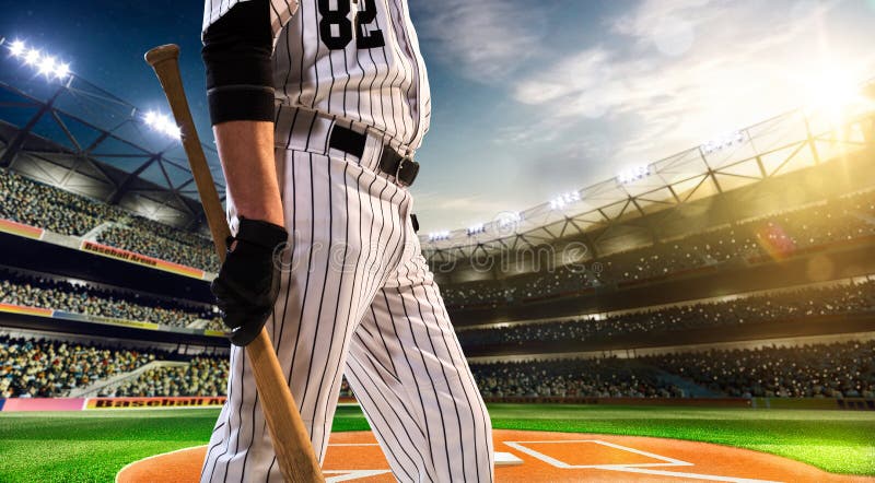 Professional Baseball Player in Action Stock Photo - Image of player ...