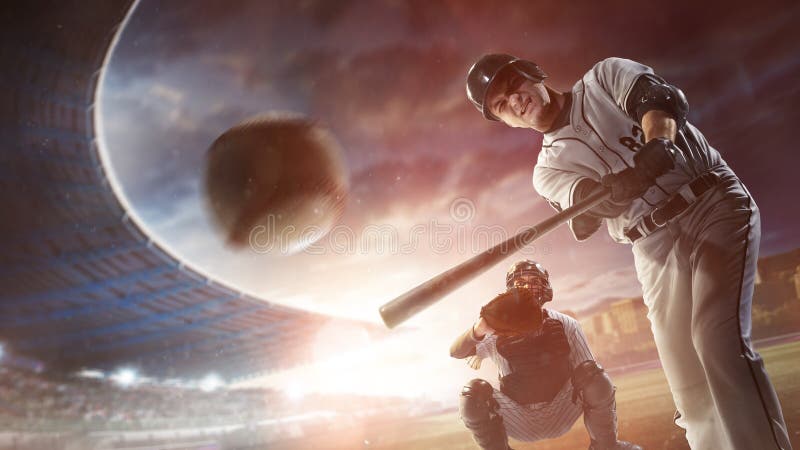 Professional Baseball Players in Action on Grand Arena Stock Photo ...