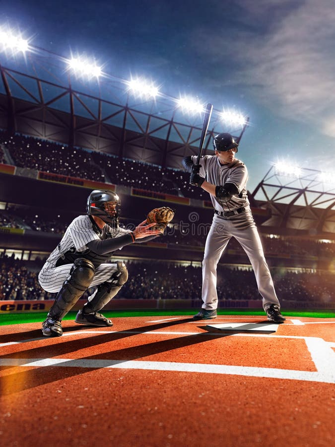 Professional Baseball Players on Grand Arena Stock Photo - Image of ...