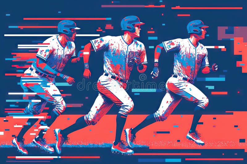 Professional Baseball Players in Uniform Run Across Field with Bats ...