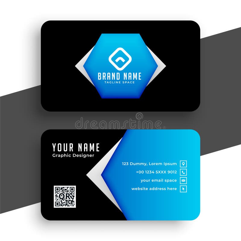 Professional Black and Blue Elegant Business Card Template Stock Vector ...