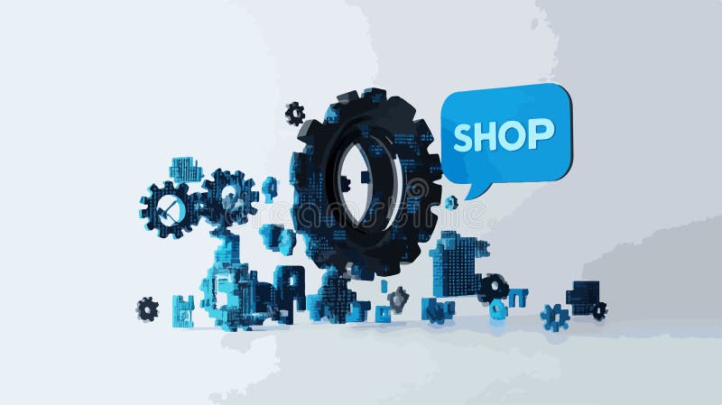 Professional Black Gear Next To Blue Coding Tags and Blue Background ...