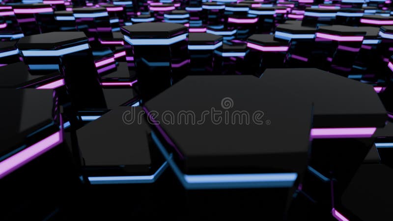 Satisfying Movement of Hexagons Rising and Falling with Soft Lights ...