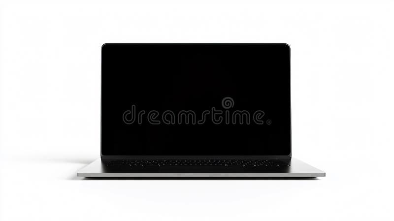 Professional Black Laptop with Blank Screen on White Background Stock ...