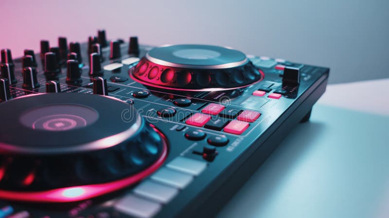 Professional Black and Red Turntable Controller for DJs, Music Mixing ...