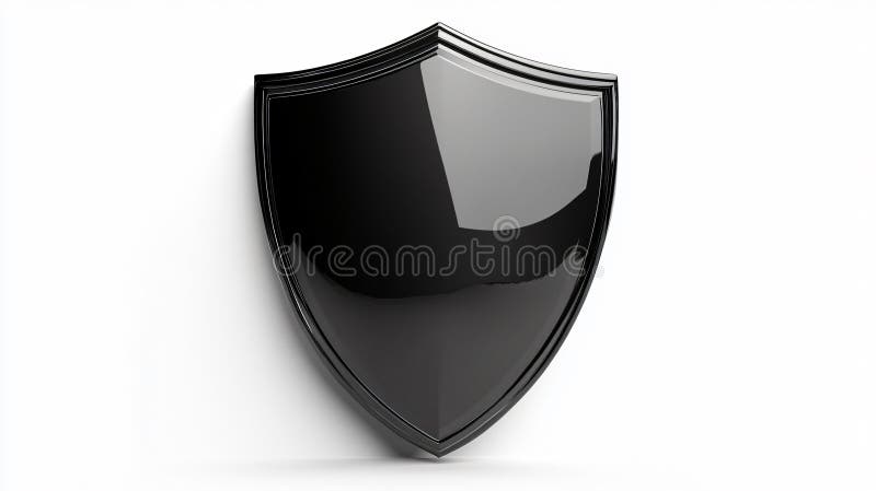 Professional Black Shiny Shield on White Background for Security ...