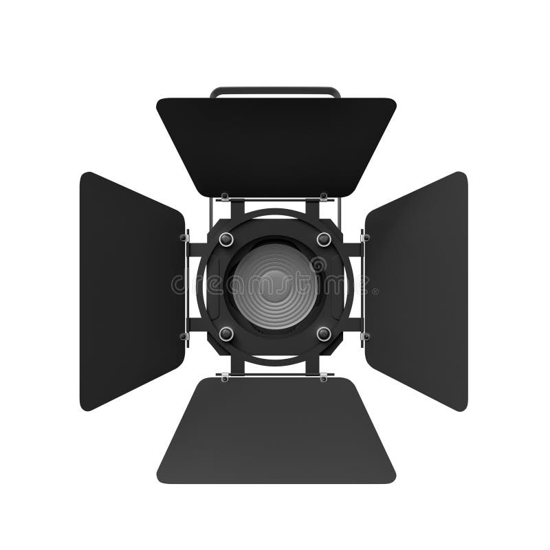 Professional Black Stage Spotlight Front View Stock Image - Image of ...