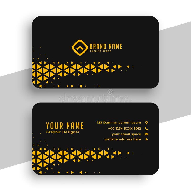 Professional Black and Yellow Halftone Business Card Template Stock ...