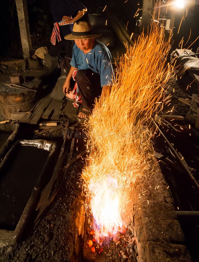 Professional Blacksmith at Work is Hit the Iron Stock Image - Image of ...