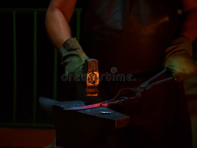 Blacksmith Working with Metal Stock Image - Image of manual, metal ...