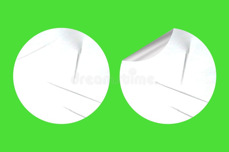 Professional Blank Sticker Texture Mockup Round with Folded Edge Stock ...