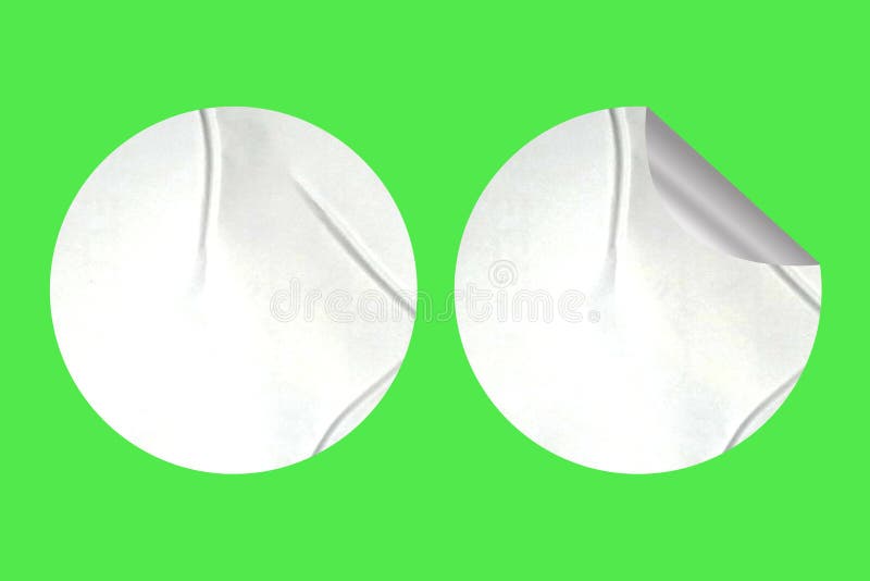 Professional Blank Sticker Texture Mockup Round with Folded Edge Stock ...