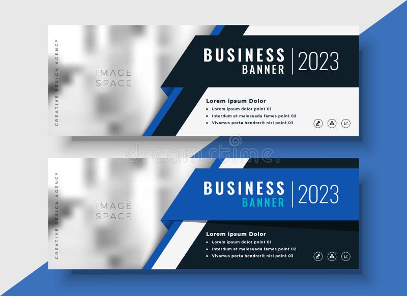 Professional Blue Business Banners with Image Space Stock Vector ...