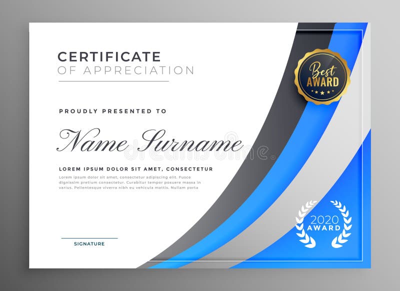 Professional Blue Certificate of Appreciation Template Stock Vector ...