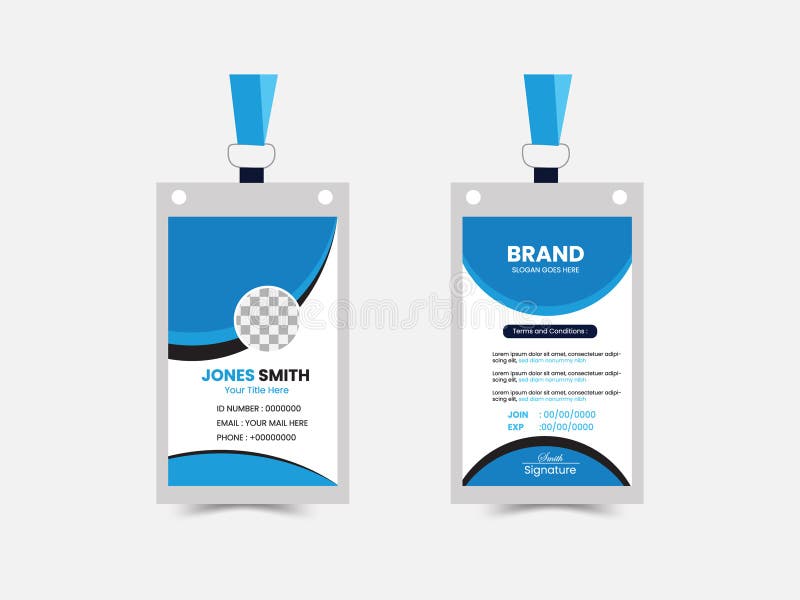 Professional Blue and Gray Modern ID Badge Design Template Stock Vector ...