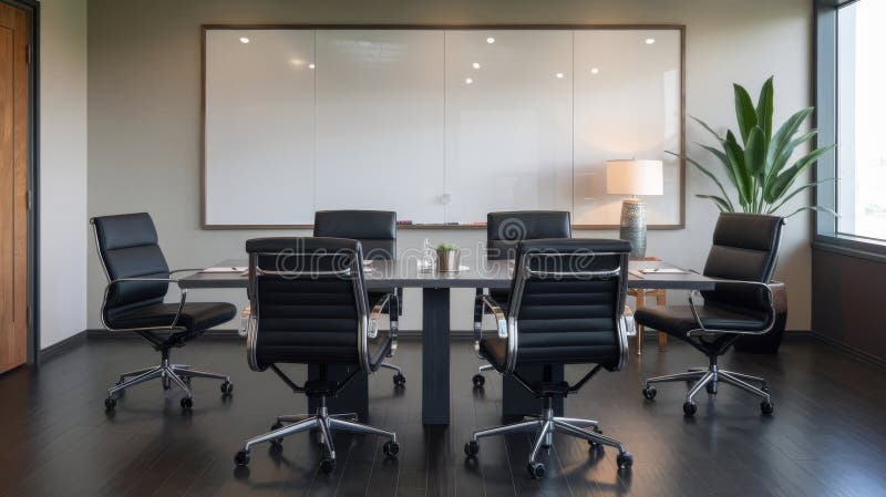 Professional Boardroom Setup with Six Chairs Stock Illustration ...