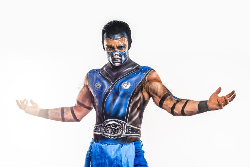Professional Bodyart Sub-Zero from Mortal Kombat Stock Photo - Image of ...