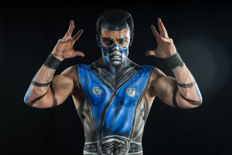 Professional Bodyart Sub-Zero from Mortal Kombat Stock Photo - Image of ...