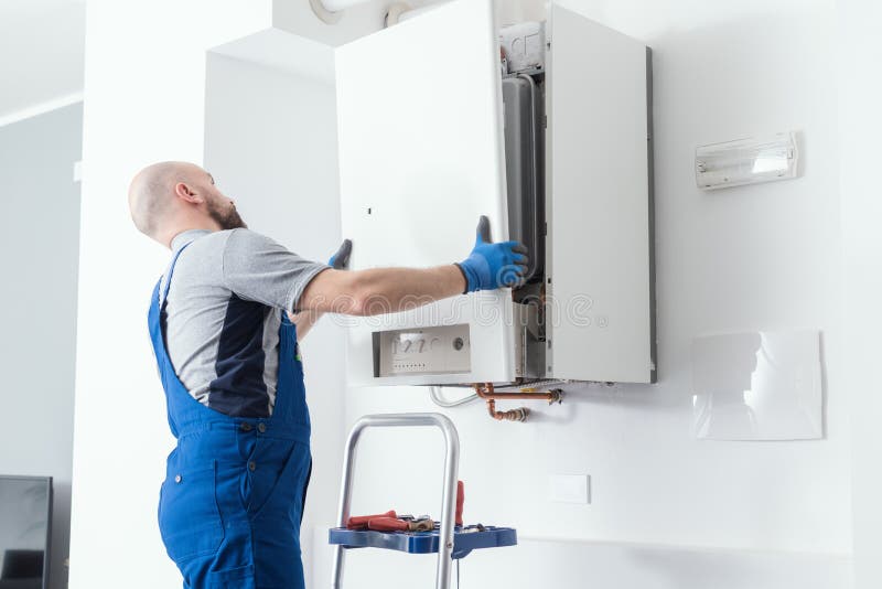 Professional Boiler Service at Home Stock Photo - Image of check ...