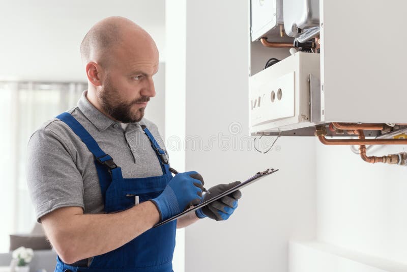Professional Boiler Service at Home Stock Image - Image of inspection ...