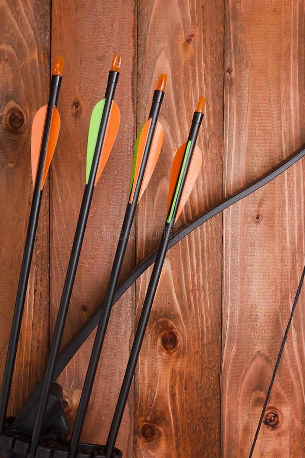 Professional Bow with a Set of Arrows Stock Image - Image of closeup ...