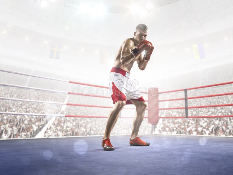 Professional Boxer is Training on the Grand Arena Stock Image - Image ...