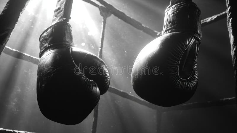 Professional Boxing Gloves Placed Strategically Inside the Ring Ready ...