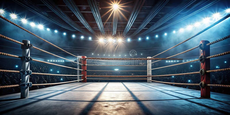 A Professional Boxing Ring Awaits Its Next Championship Match Empty ...