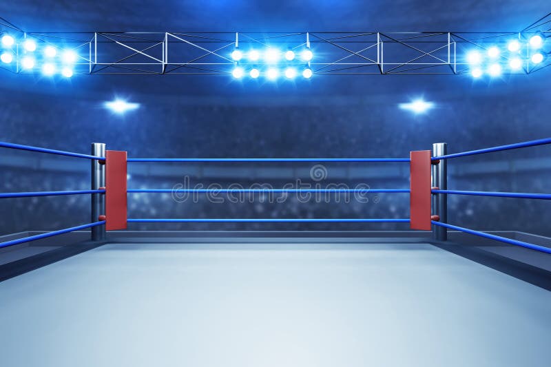 Empty Boxing Ring With Crowd