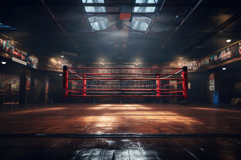 Professional Boxing Ring in the Spotlight Stock Image - Image of ...