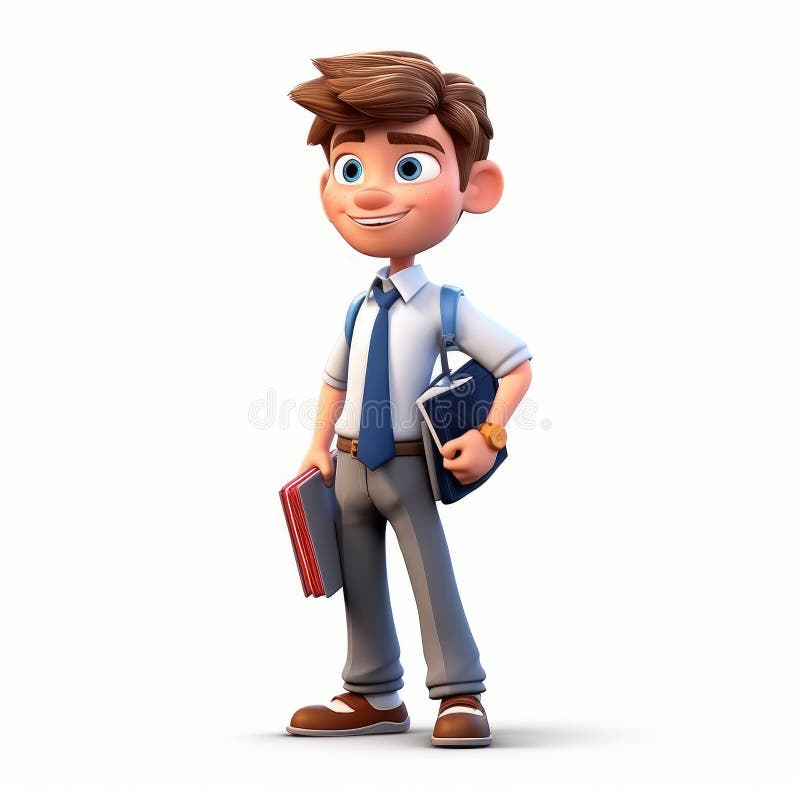 A Professional Boy Holding Noteboook Cartoon 3D Generative AI Stock ...