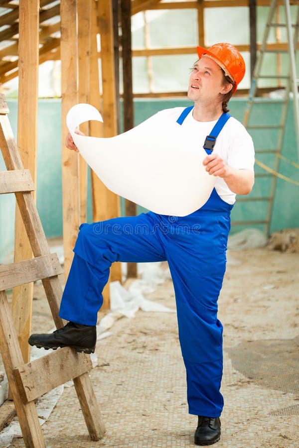 Professional builder stock image. Image of blueprint - 16596713