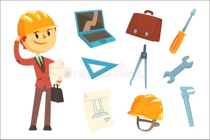 Architect Profession Set of Vector Illustrations with Architects ...