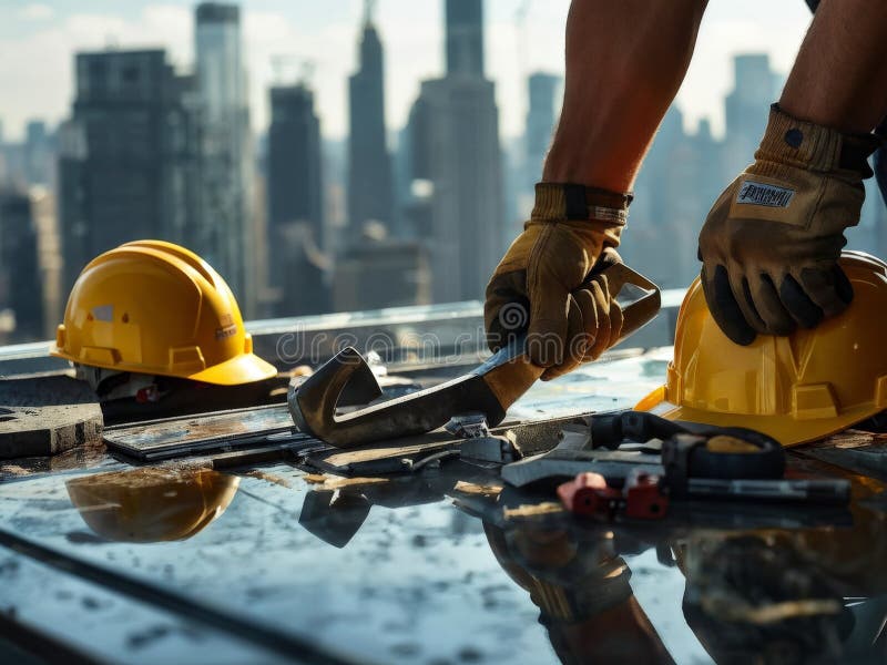 Professional Builder Engineer Working on Building Site. Construction ...