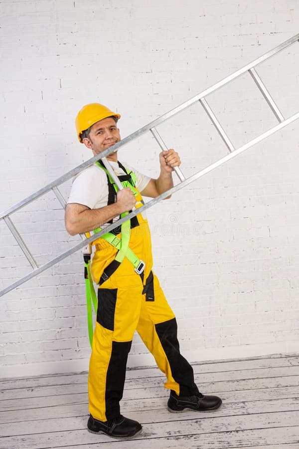 A Professional Builder with a Ladder, Compact and Ready To Work at Any ...