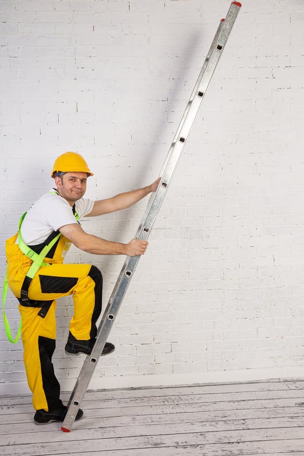 A Professional Builder with a Ladder, Compact and Ready To Work at Any ...