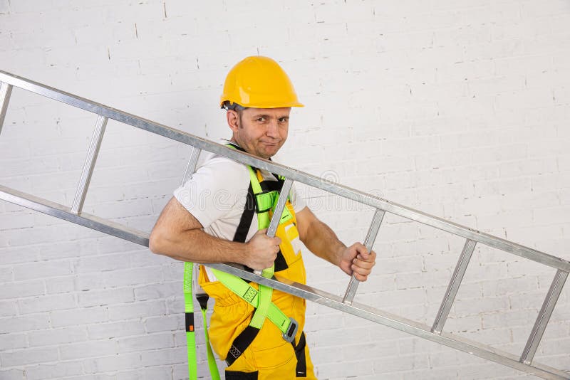 A Professional Builder with a Ladder, Compact and Ready To Work at Any ...