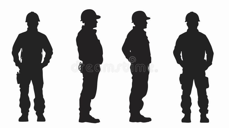 Professional Builder Worker Silhouette Vector Illustration for ...
