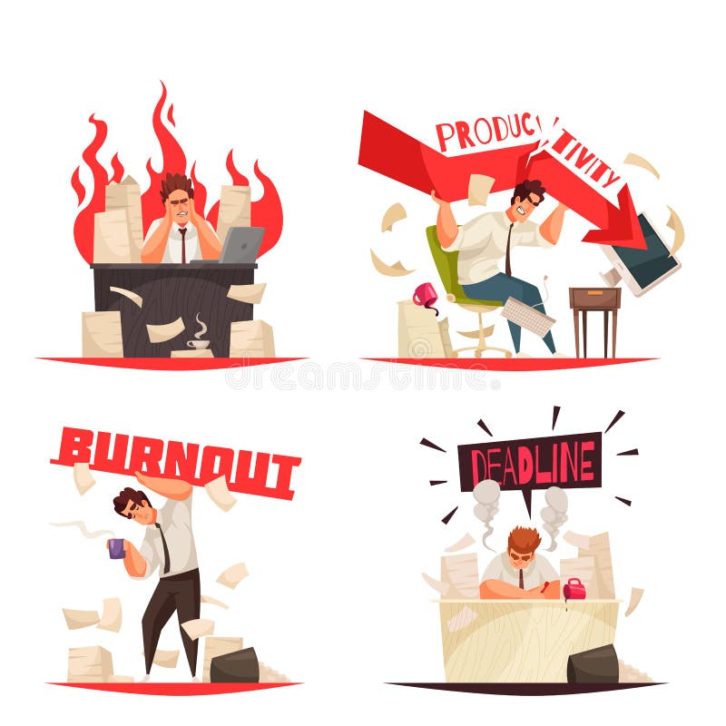 Professional Burnout Set stock vector. Illustration of table - 227682499