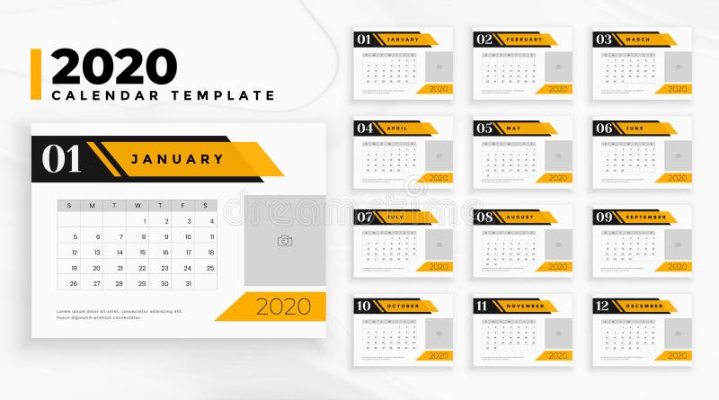 Professional Business 2020 Calendar in Geometric Style Stock Vector ...