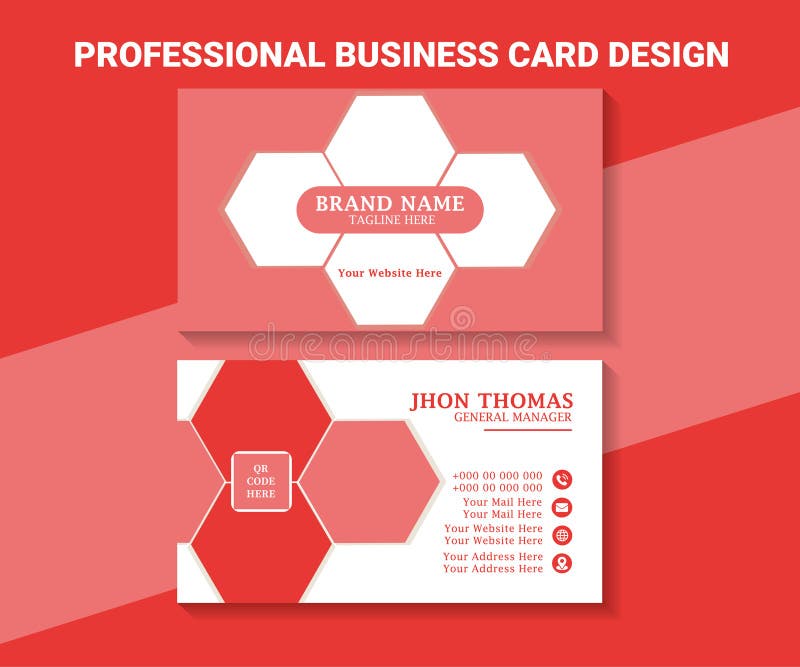 Professional Business Card in Red Color Background. Two Side Business ...