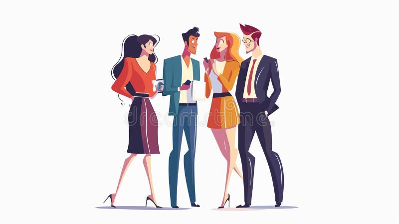 Professional Business Colleagues Chatting in Office Workspace Stock ...