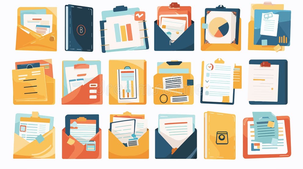 Professional Business Documents Archive Folder Usage Stock Vector - Illustration of storage ...